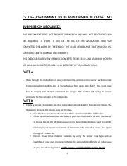 Ex1 Doc CS 116 ASSIGNMENT TO BE PERFORMED IN CLASS NO SUBMISSION