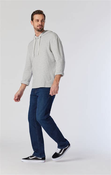 Mavi Mens Matt Mid Rise Relaxed Straight Leg In Dark Shaded Williamsburg