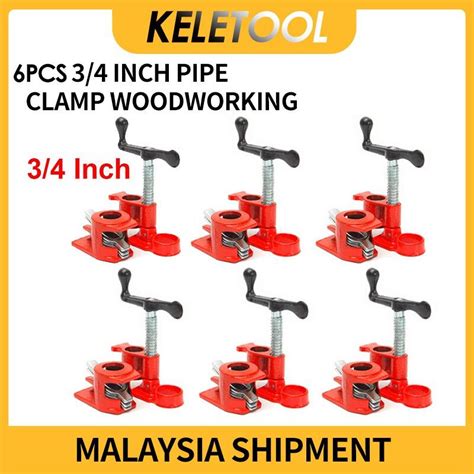 6pcs 34 Inch Wood Gluing Pipe Clamp Set Heavy Duty Pipe Clamp