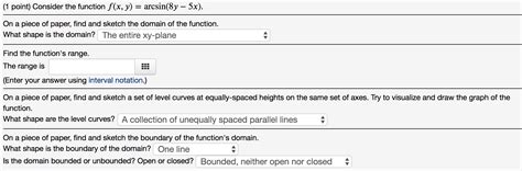 1 point consider the function f x y arcsin 8y