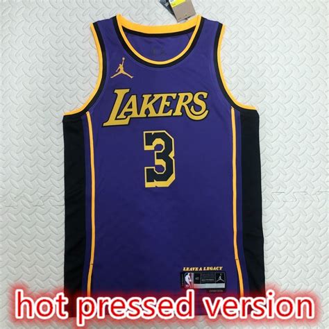 Nba球衣熱壓版洛杉磯湖人隊 3 戴維斯籃球球衣 2023 蝦皮購物
