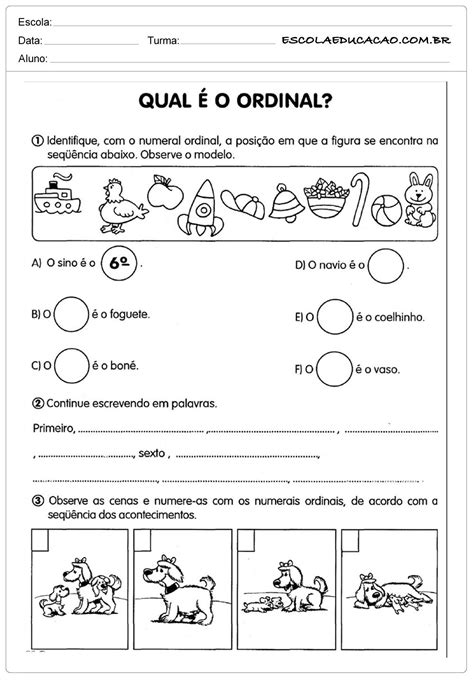 Atividades Com Números Cardinais E Ordinais