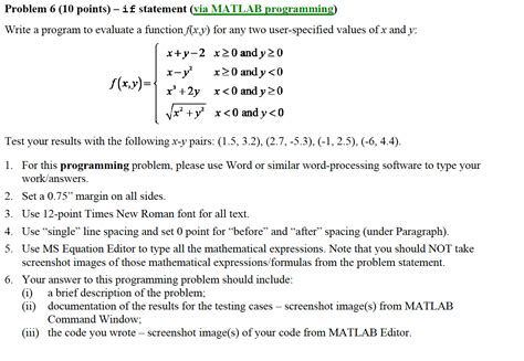 Solved Problem 6 10 Points If Statement Via MATLAB Chegg