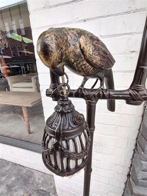 Mid Century Neoclassical Floor Lamp Perched Bird Holding Light