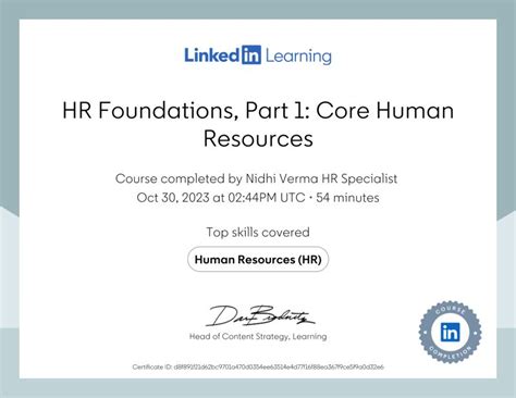 Nidhi Verma Hr Manager On Linkedin Certificate Of Completion