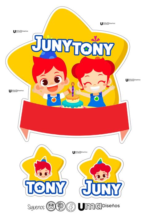 Junytony Cake Topper Para Imprimir Pastel Tortas Topo De Bolo Cupcake