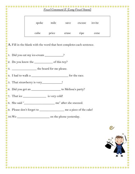 Vowel Consonant E Worksheets