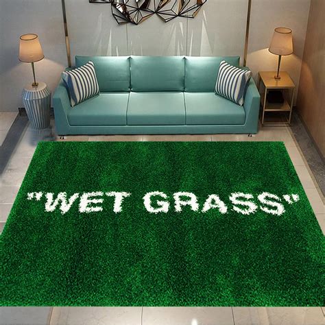 Wet Grass Rug Grass Pattern Grass Looking Balcony Rug Terrace Rug