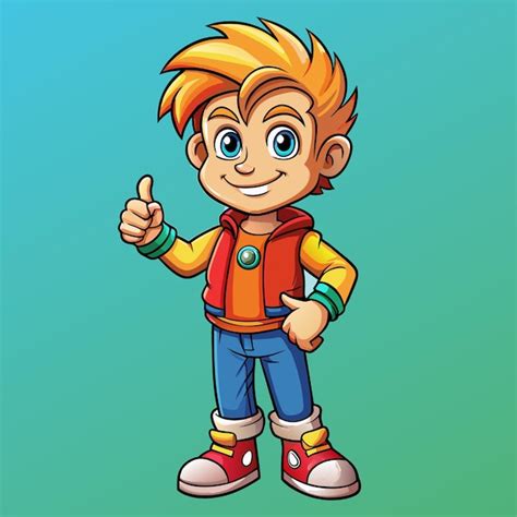 Un Personnage De Dessin Animé Avec Un Pouce En L Air Vecteur Premium