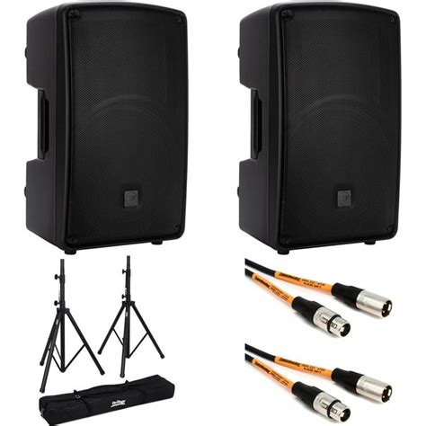 RCF HD A MK Inch W Way Powered Speaker Pair Stand Bundle Sweetwater