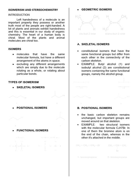 Isomerism Notes Pdf Isomer Chirality Chemistry