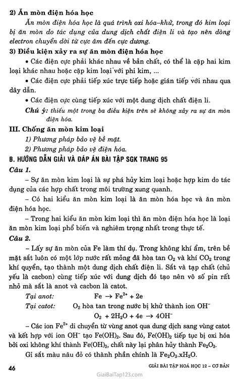 Giải Hóa 12 Bài 18 Sự ăn mòn kim loại