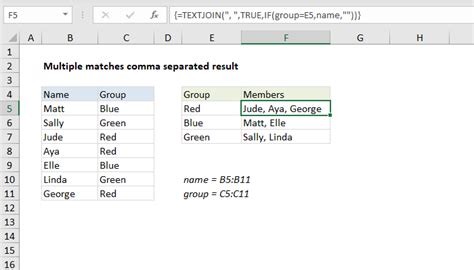 Excel Formula Multiple Matches In Comma Separated List Exceljet