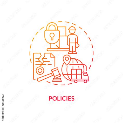 Policies Red Gradient Concept Icon Government Decisions In Delivery Service Supply Chain