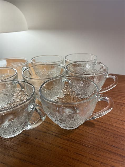 Vintage KIG Indonesia Floral Glass Coffee Mugs Etsy