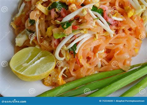 Pad Thai Stir Fried Rice Noodles Stir Fry Noodles With Shrimp Royalty