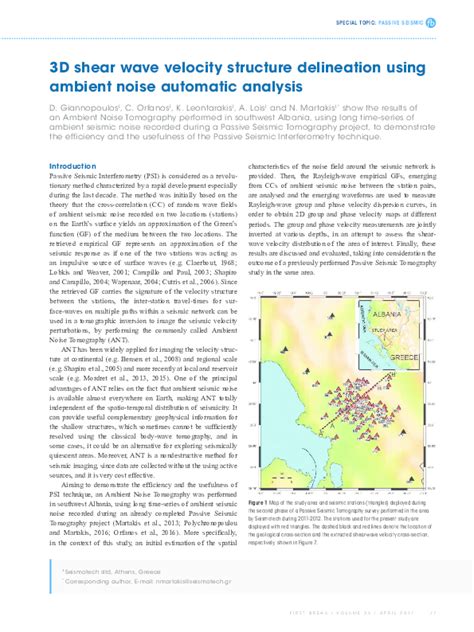 Pdf 3d Shear Wave Velocity Structure Delineation Using Ambient Noise