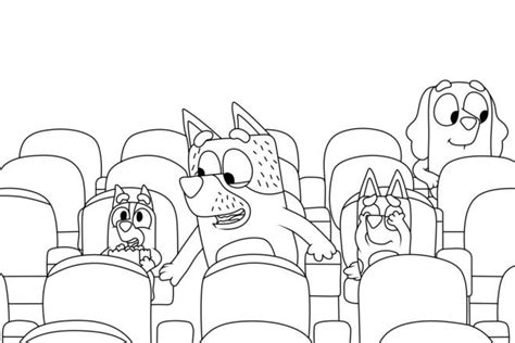 Coloriage Bluey et ses amis dans le cinéma