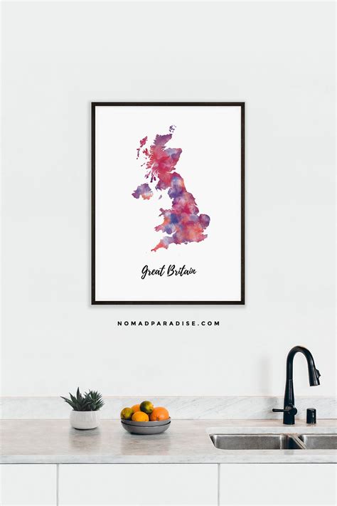 United Kingdom Map Great Britain Art Uk Poster Country Etsy