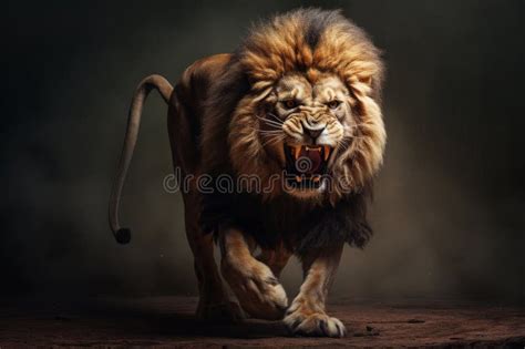 A Lion Roaring In The Wild Representing Power And Majesty Concept Of