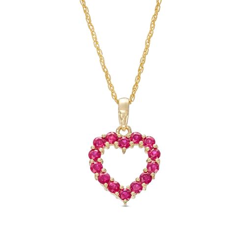 Ruby Heart Outline Drop Pendant In 10k Gold Zales