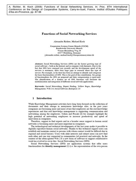Functions Of Social Networking Services Pdf Social Networking Service Communication