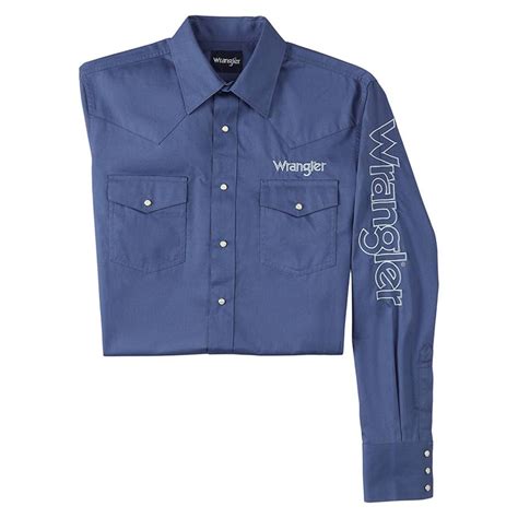 Wrangler Mens Long Sleeve Western Logo Shirt