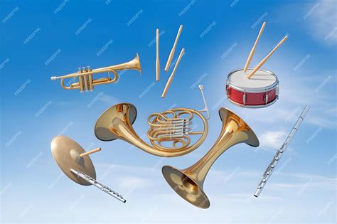 Musical Background Series Set Of Brass Wind Instruments Premium Ai