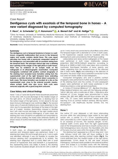 Pdf Dentigerous Cysts With Exostosis Of The Temporal Bone In Horses