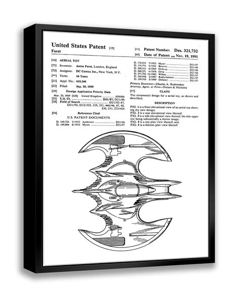 Atx Art Group Llc Batwing Patent Side View Floater Frame Print On