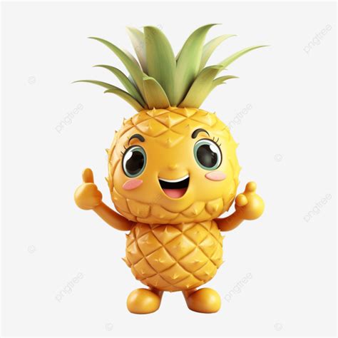 Cute Happy Pineapple Character Ai Generated Pineapple Fruit Tropical