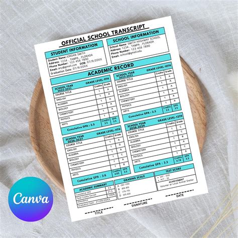 Editable High School Transcript Template Homeschool Transcript Pdf