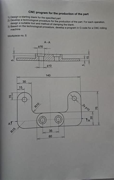 Solved Cnc Program For The Production Of The Partdesign A Chegg