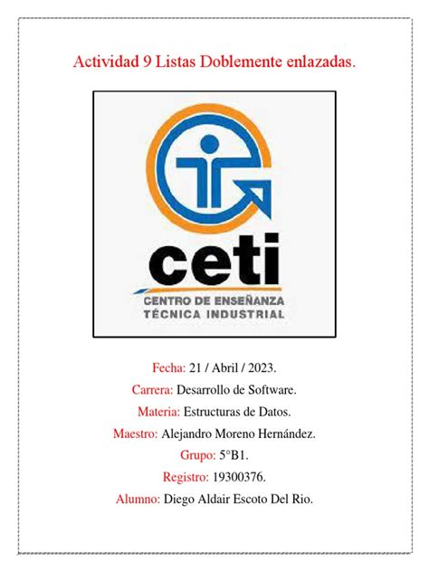 Actividad 9 Listas Doblemente Enlazadas Pdf Desarrollo De Software