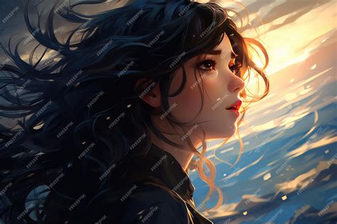 Premium Photo Anime Girl Looking Into The Distance
