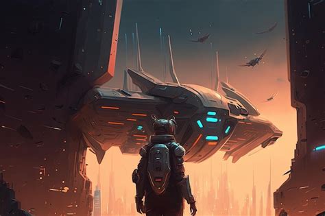Premium Photo Woman In Spacesuit On The Background Of A Futuristic