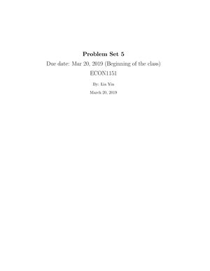 ECON1151 Problem Set 6 Solution Studocu