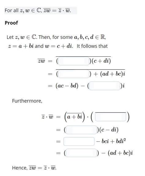 Solved For All Zw∈czwzˉ⋅wˉ Proof Let Zw∈c Then For