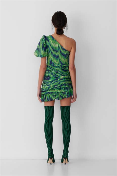 Seren Asymmetric Mini Dress Rainforest The Wolf Gang