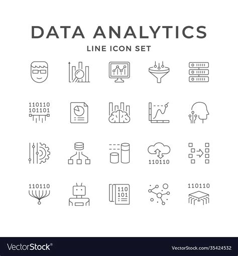 Set Line Icons Data Analytics Royalty Free Vector Image