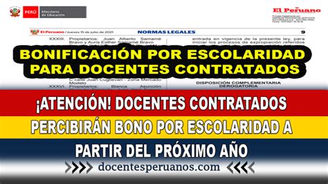 ATENCIÓN DOCENTES CONTRATADOS PERCIBIRÁN BONO POR ESCOLARIDAD A