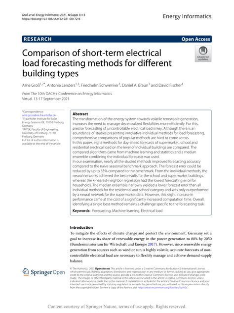 PDF Comparison Of Short Term Electrical Load Forecasting Methods For