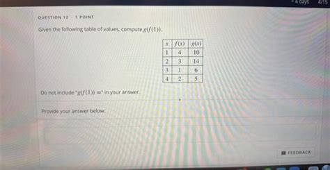 Solved Given The Following Table Of Values Compute Gf1