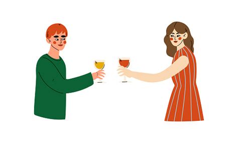 뭔가 벡터 세트를 축하 와인 응원의 유리와 젊은 남자와 여자 금요일에 대한 스톡 벡터 아트 및 기타 이미지 금요일 남자