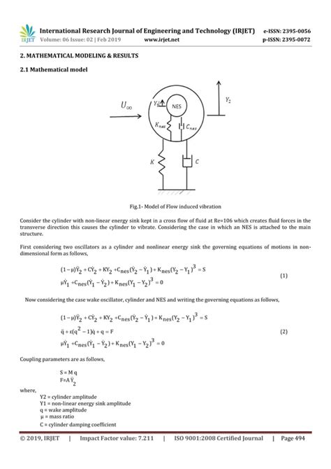 Irjet Control Of Flow Induced Vibration Using Nonlinear Energy Sink Pdf