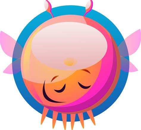 Tired Pink Cartoon Monster Vector Illustartion On White Background