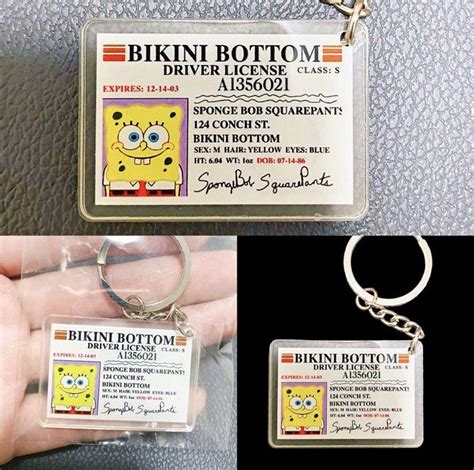 Spongebob Keychain Acrylic Spongebob License Keychain Spongebob