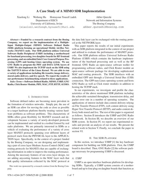 PDF A Case Study Of A MIMO SDR Implementation