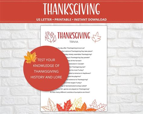 Thanksgiving Trivia Printable Game Friendsgiving Trivia Game Etsy