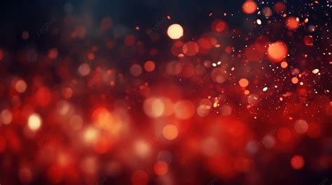 Abstract Background Red Round Flecks On Blur Dark Night With Bokeh Light Overlay And Glowing